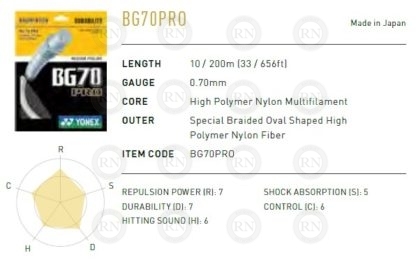 Yonex BG70 Pro Badminton String | Calgary Canada | Store & Online